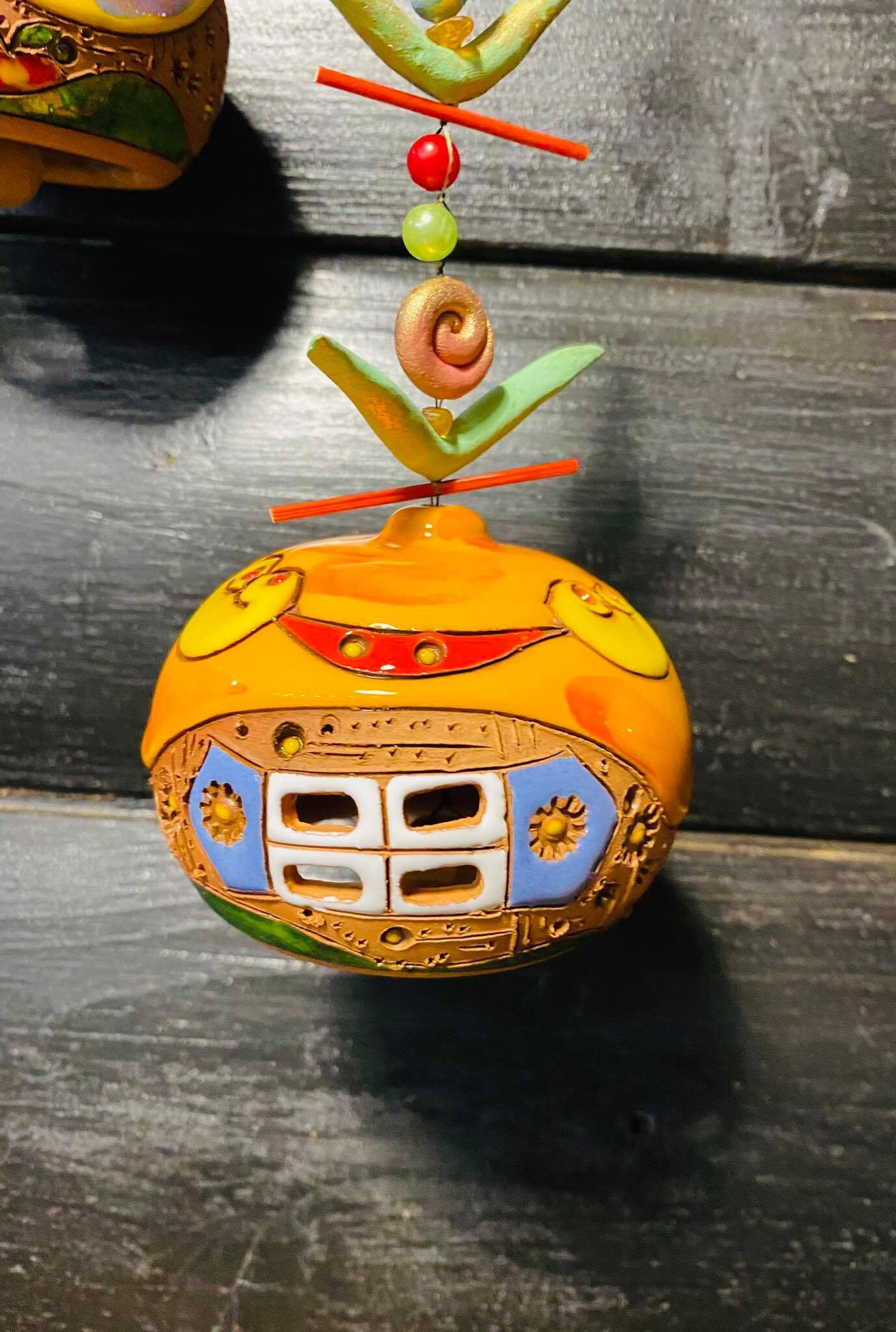 Handmade Ceramic Hanging Bells With Flowers.room and Garden - Etsy