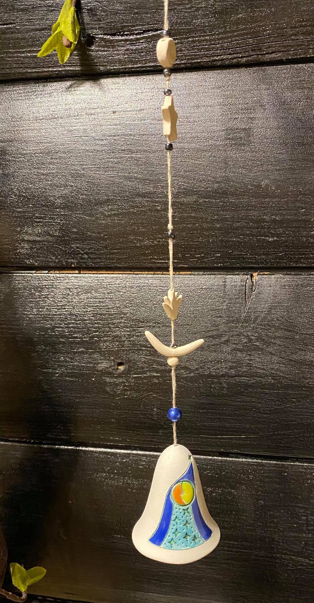 Unique Handmade Ceramic bells of white clay. Room and Garden | Etsy