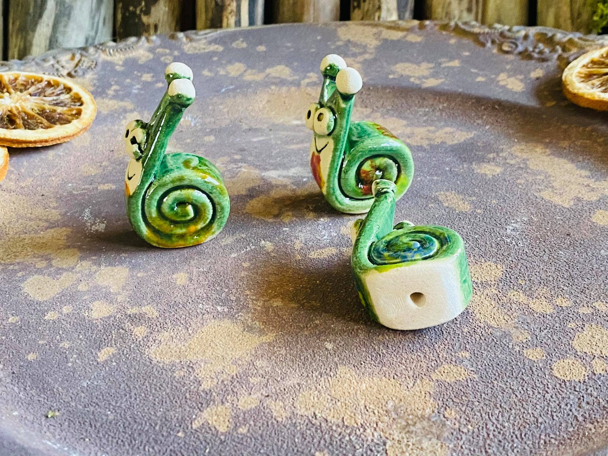 Set of 3 Ceramic Snails Plant Pot Accessory Garden - Etsy