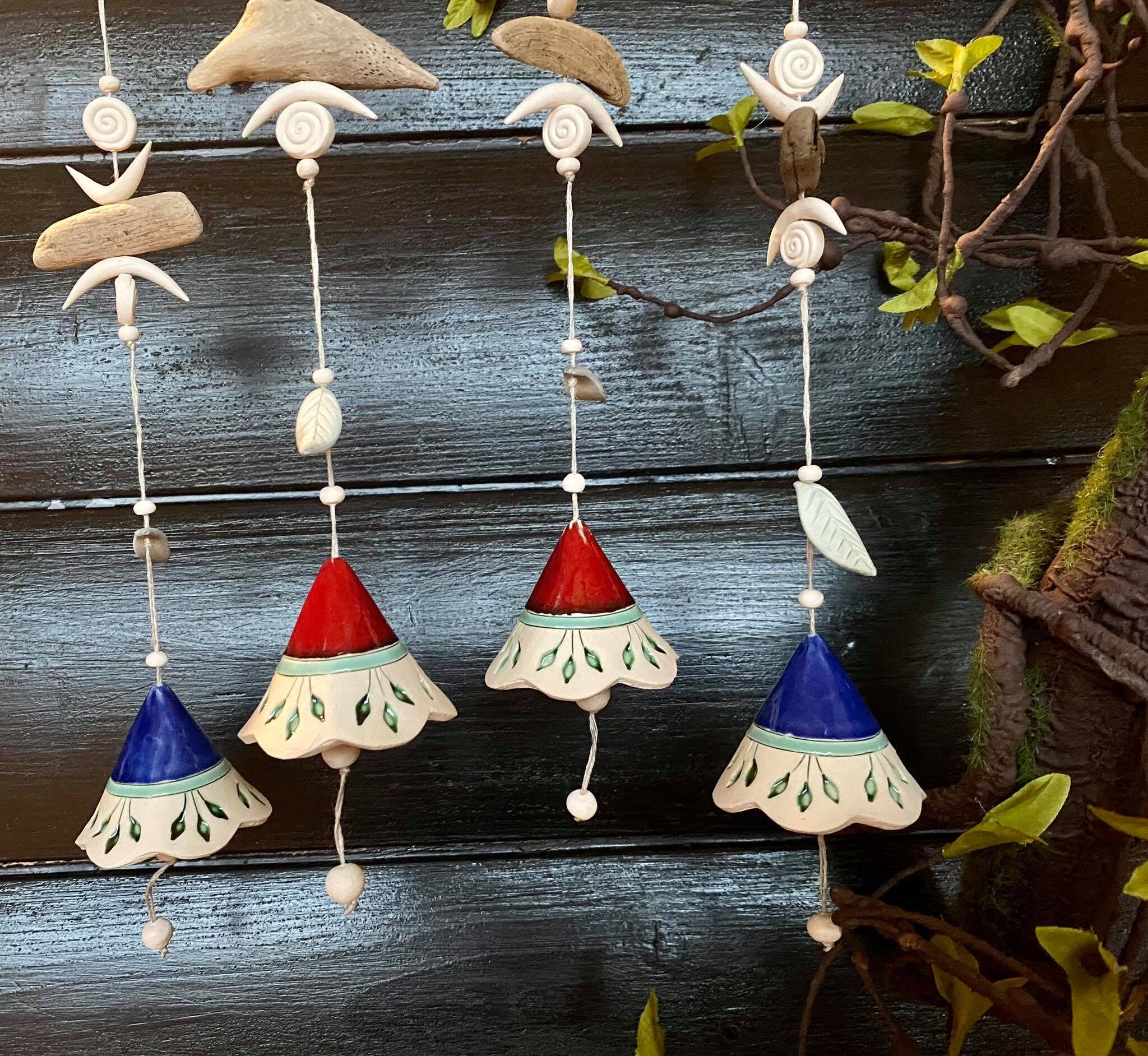 Handmade wind chime flower painted.Unique Handmade Ceramic | Etsy