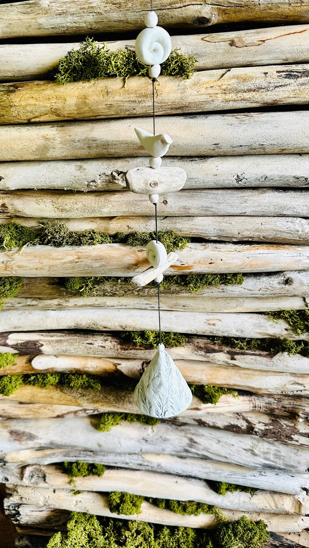 Lovely Handmade Ceramic Bells of White Clay. Room and Garden Decoration ...