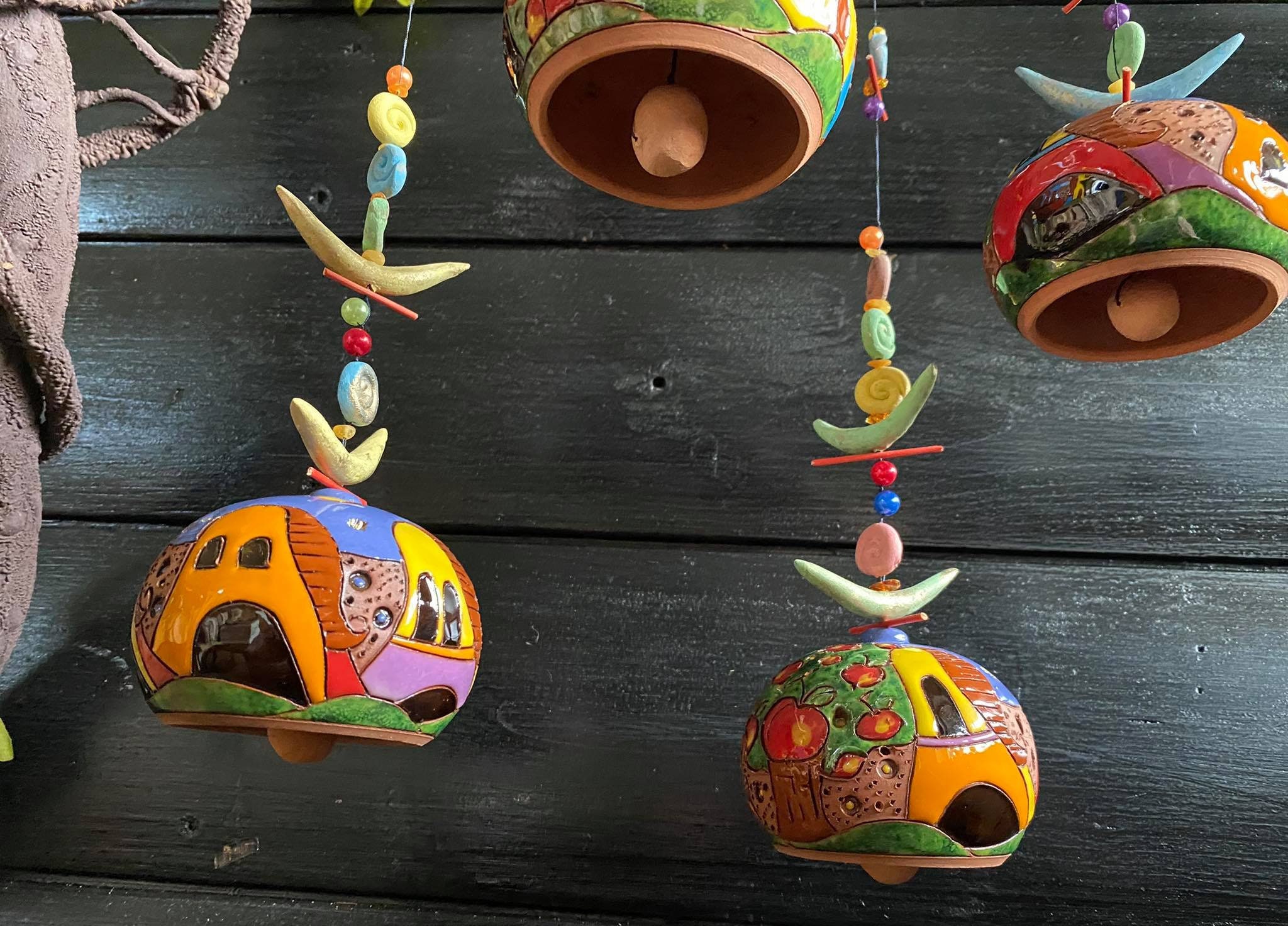 Ceramic Bells Wall Hangingcat in the City.unique - Etsy