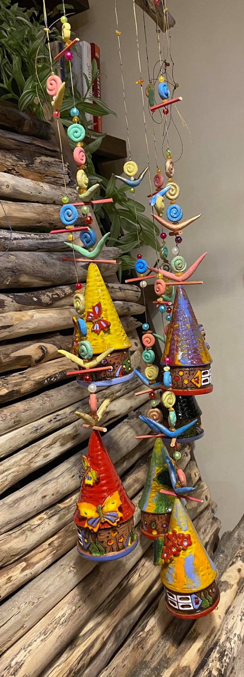 Ceramic House Hanging Bells . Room and Garden | Etsy