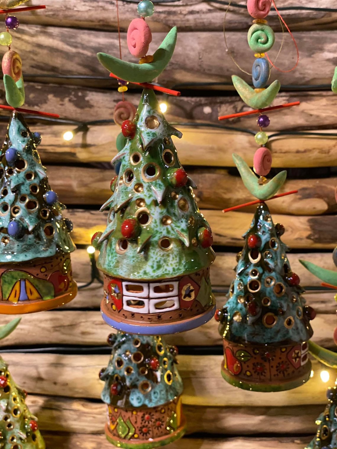 Ceramic CHRISTMAS TREE Hanging Bells . Room and Garden - Etsy