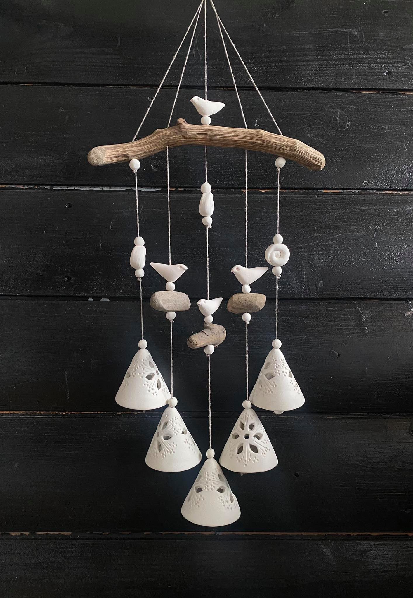 Handmade ceramic bells..Composition of 5 floral pressed bells | Etsy