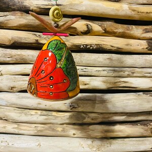 Handmade Ceramic Wind Chime, Floral Painted Hanging Bells, Garden Decor ...
