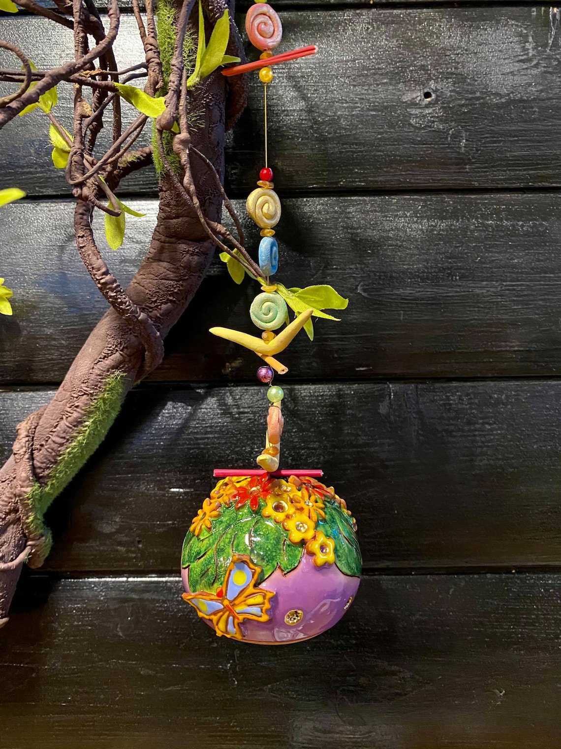 Handmade Ceramic hanging bells 3D flowers. Room and Garden | Etsy