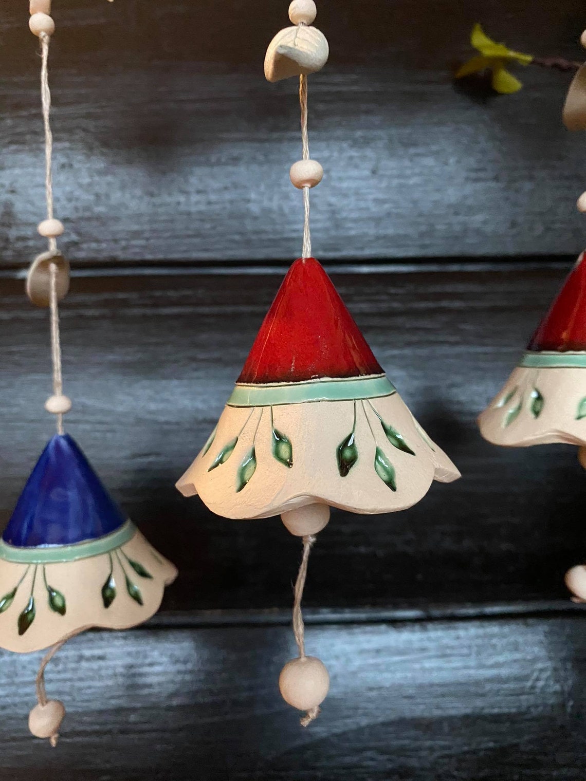 Handmade wind chime flower painted.Unique Handmade Ceramic | Etsy