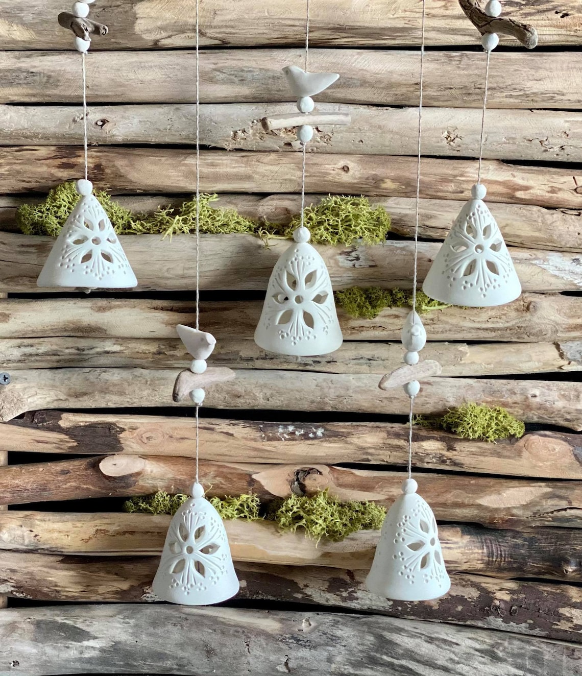 Unique Handmade Ceramic bells of white clay. Room and Garden | Etsy