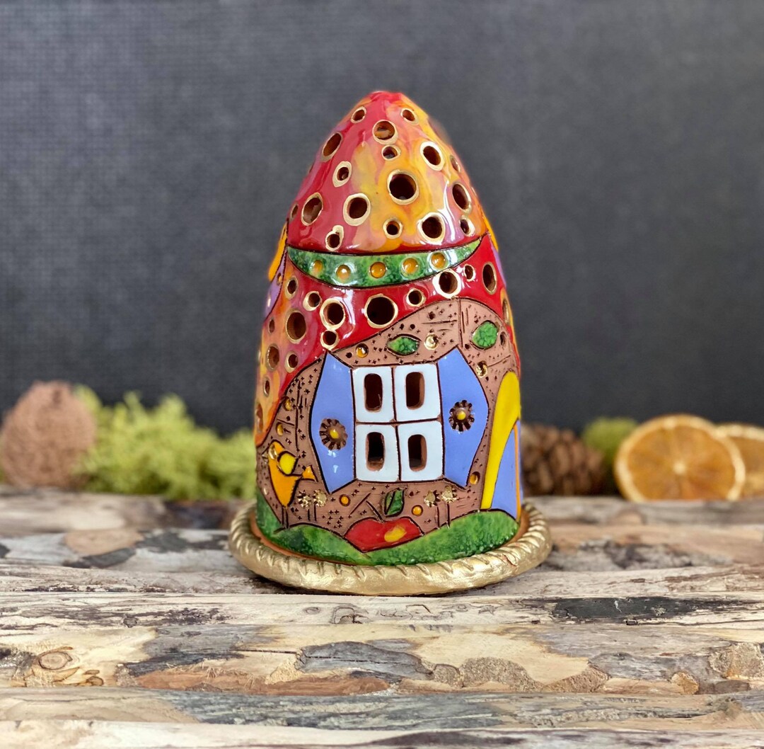 Hobbit Ceramic House Candle Holder. Handmade Ceramic Tealight Candle ...