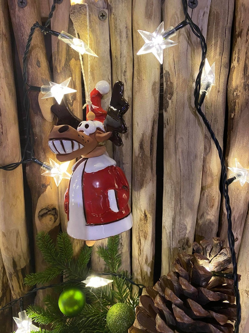 Christmas Funny Rudolf Ceramic Bells. Room and Garden - Etsy