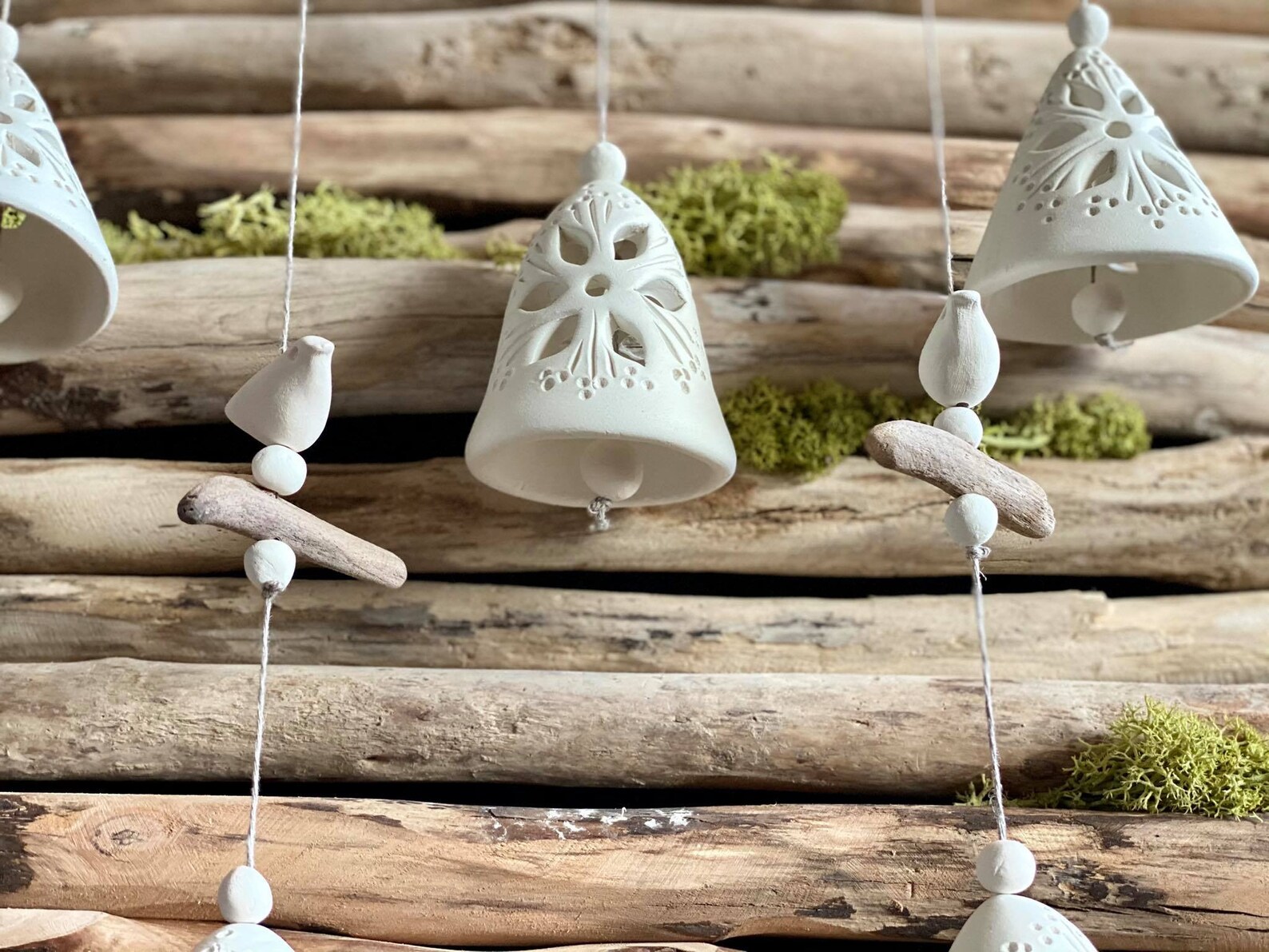 Unique Handmade Ceramic bells of white clay. Room and Garden | Etsy