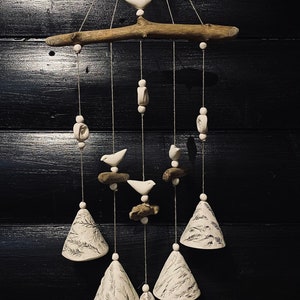 Handmade Ceramic Bells..composition of 5 Floral Pressed Bells With ...