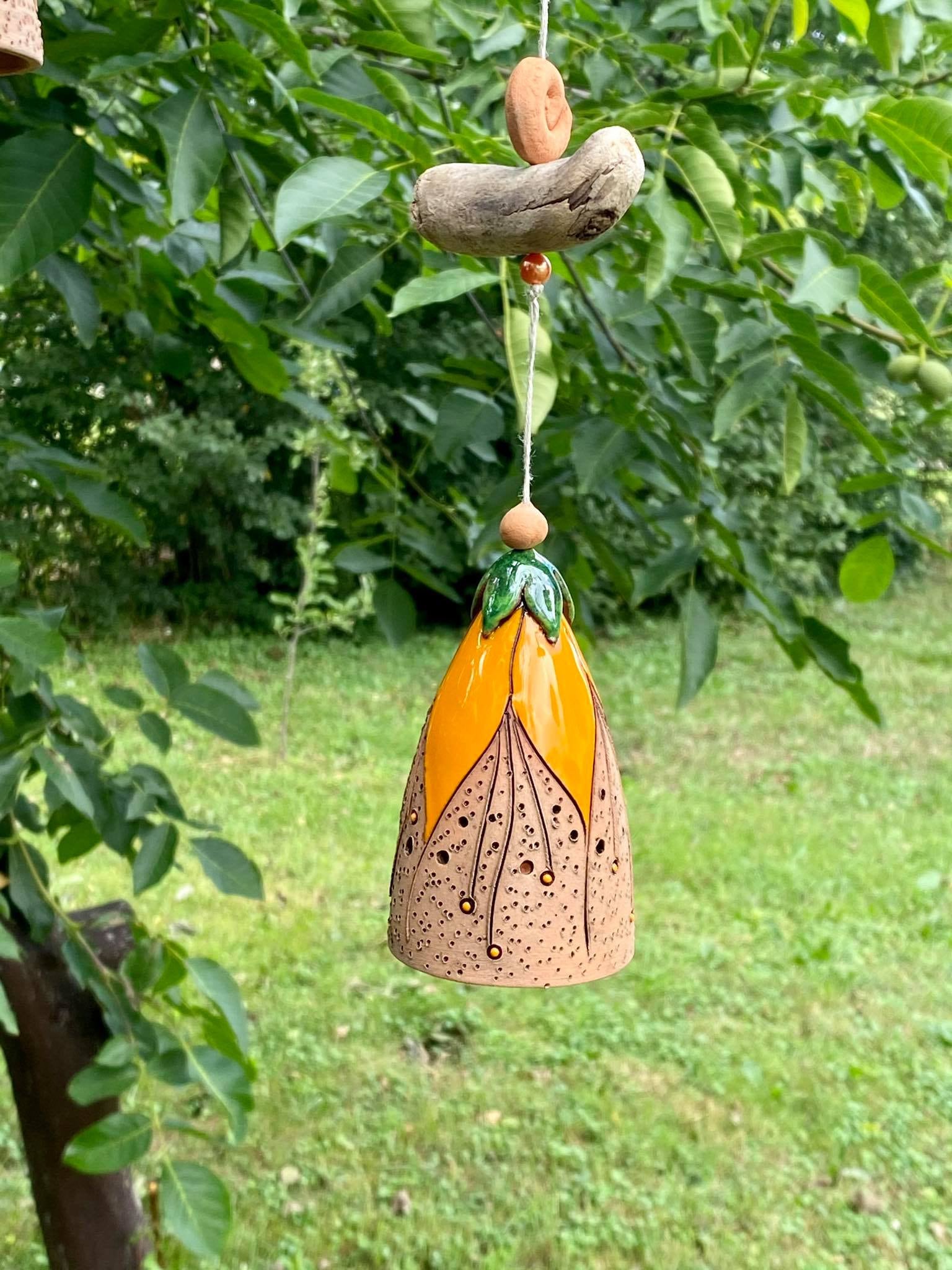 Ceramic Hanging Bells . Room and Garden Decor.handmade.unique Wind ...