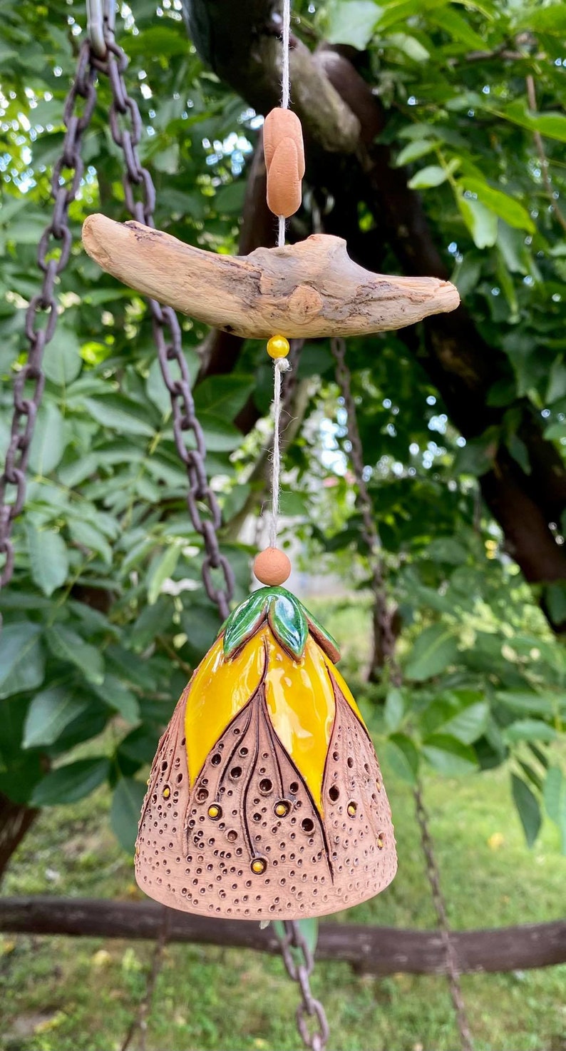 Ceramic Hanging Bells . Room and Garden Decor.handmade.unique Wind ...