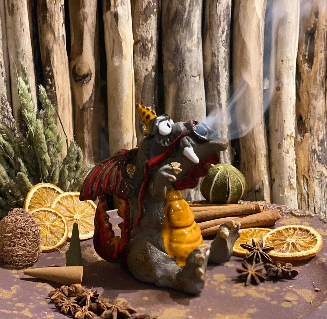 Dragon Ceramic Incense Cone Burner .great Gift Christmas . - Etsy