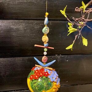 Handmade Ceramic Hanging Bells With Flowers.room and Garden - Etsy