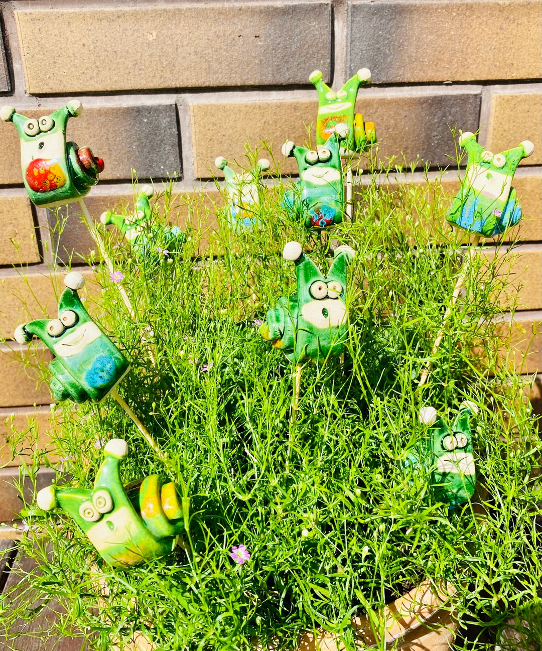 Set of 3 Ceramic Snails Plant Pot Accessory, Garden Decoration ...