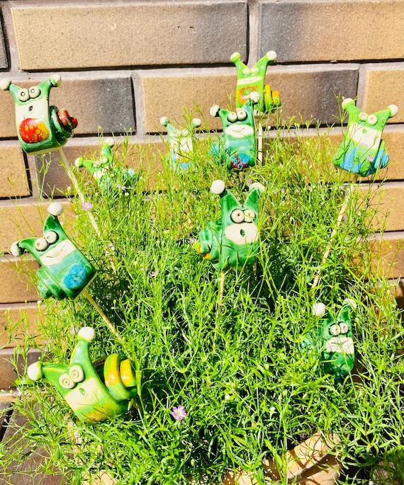 Set of 3 Ceramic Snails Plant Pot Accessory Garden - Etsy