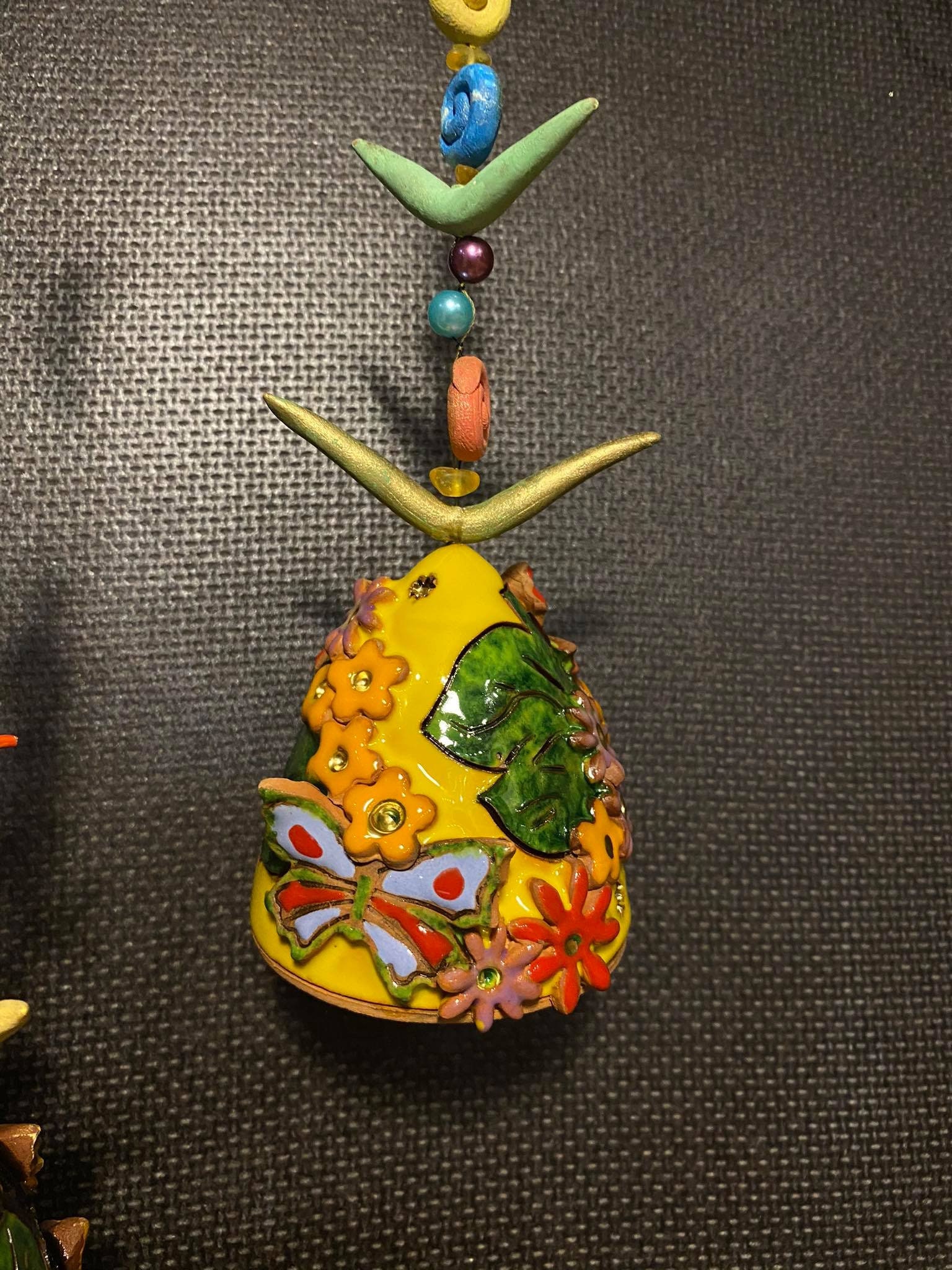 Ceramic Hanging Bells With 3D Flowers. Room and Garden - Etsy