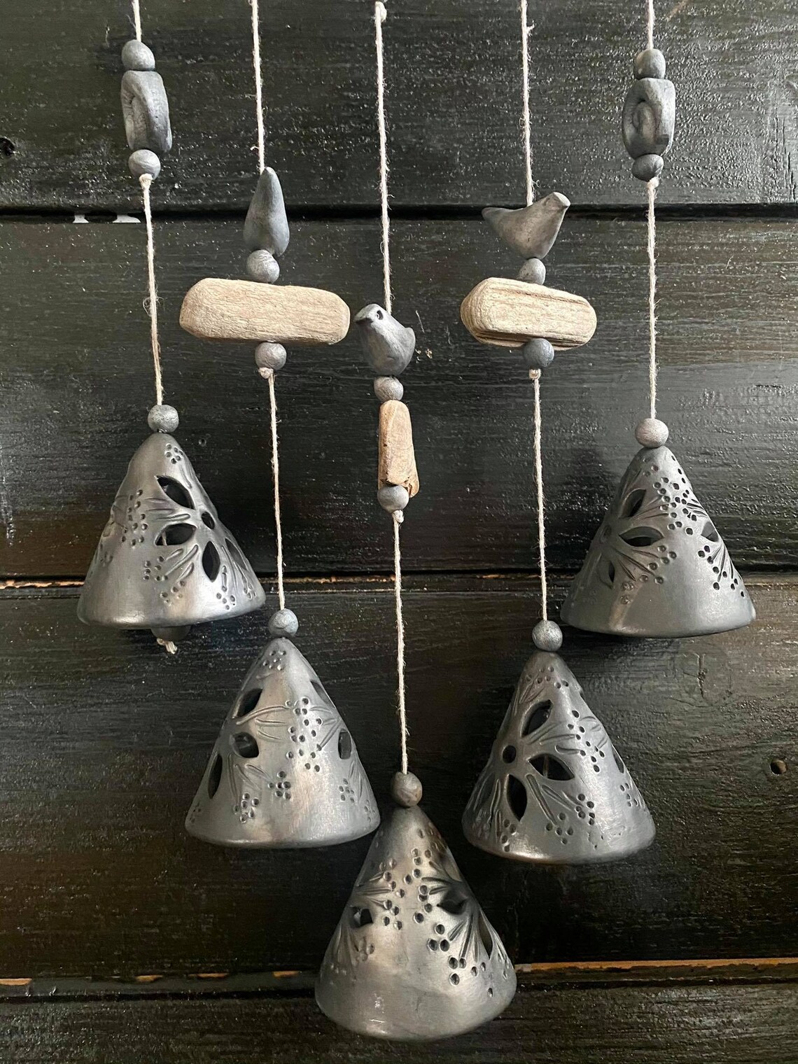 Handmade ceramic bells..Composition of 5 floral pressed bells | Etsy