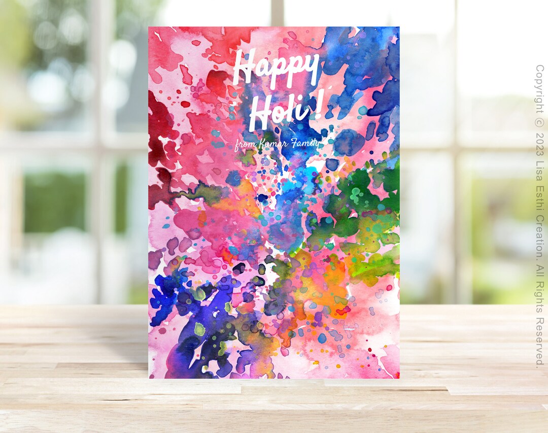 EDITABLE Printable Holi Card, Foldable Holi Card, Hindu Celebration ...