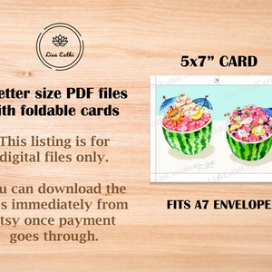 Printable Summer Card Set, 3 Summer Greeting Cards, Watermelon Fruit ...
