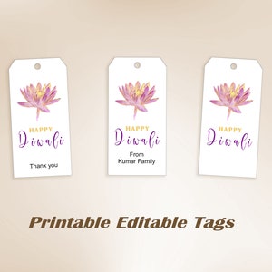 EDITABLE Printable Diwali Gift Tags, Indian Festival of Lights ...