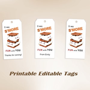 EDITABLE Printable Smores Favor Tags, Digital Bonfire Goody Bag Tags ...