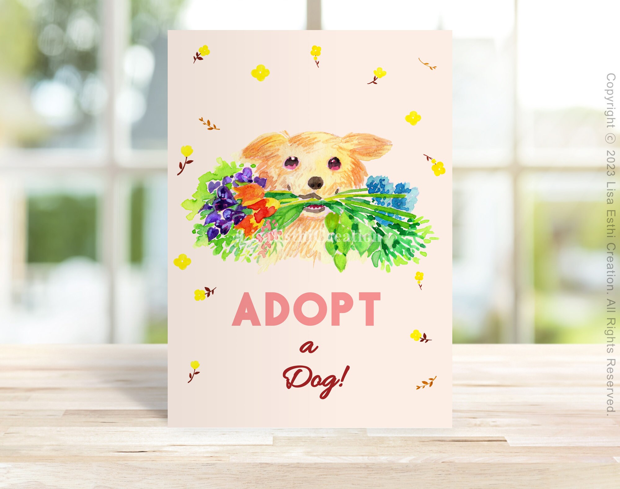 Editable Printable Golden Retriever Puppy Card, Pet Adoption Day Card ...