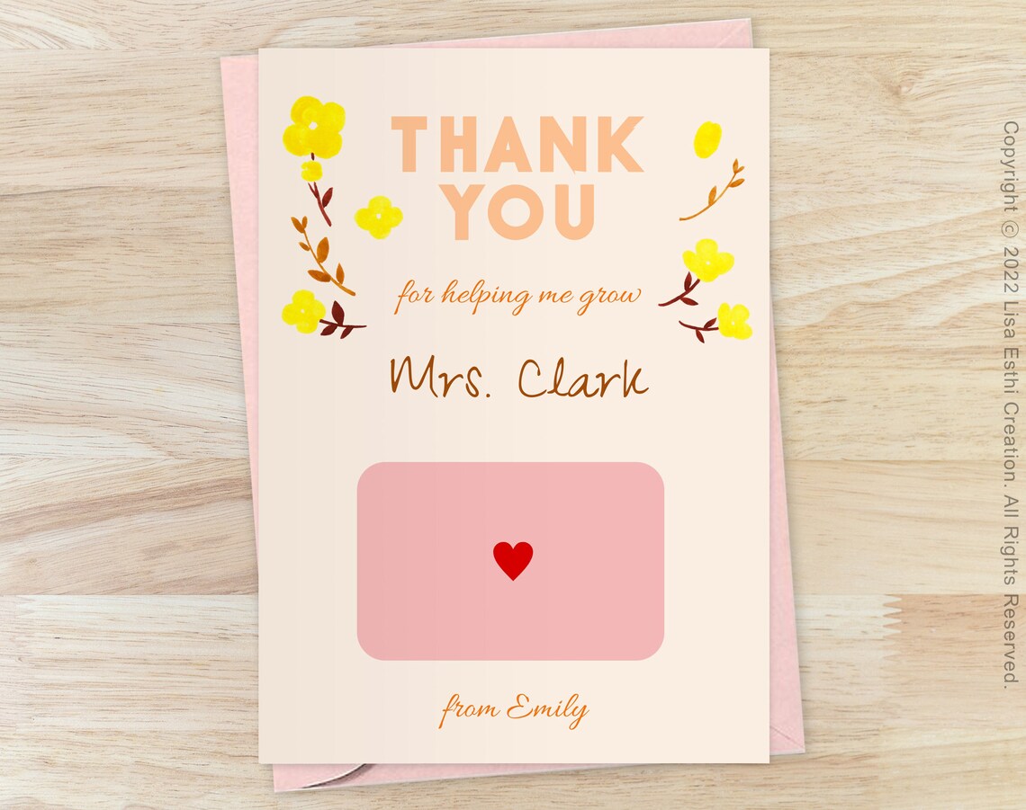 PRINTABLE Editable Teacher Appreciation Card, Teacher Thank You Card ...