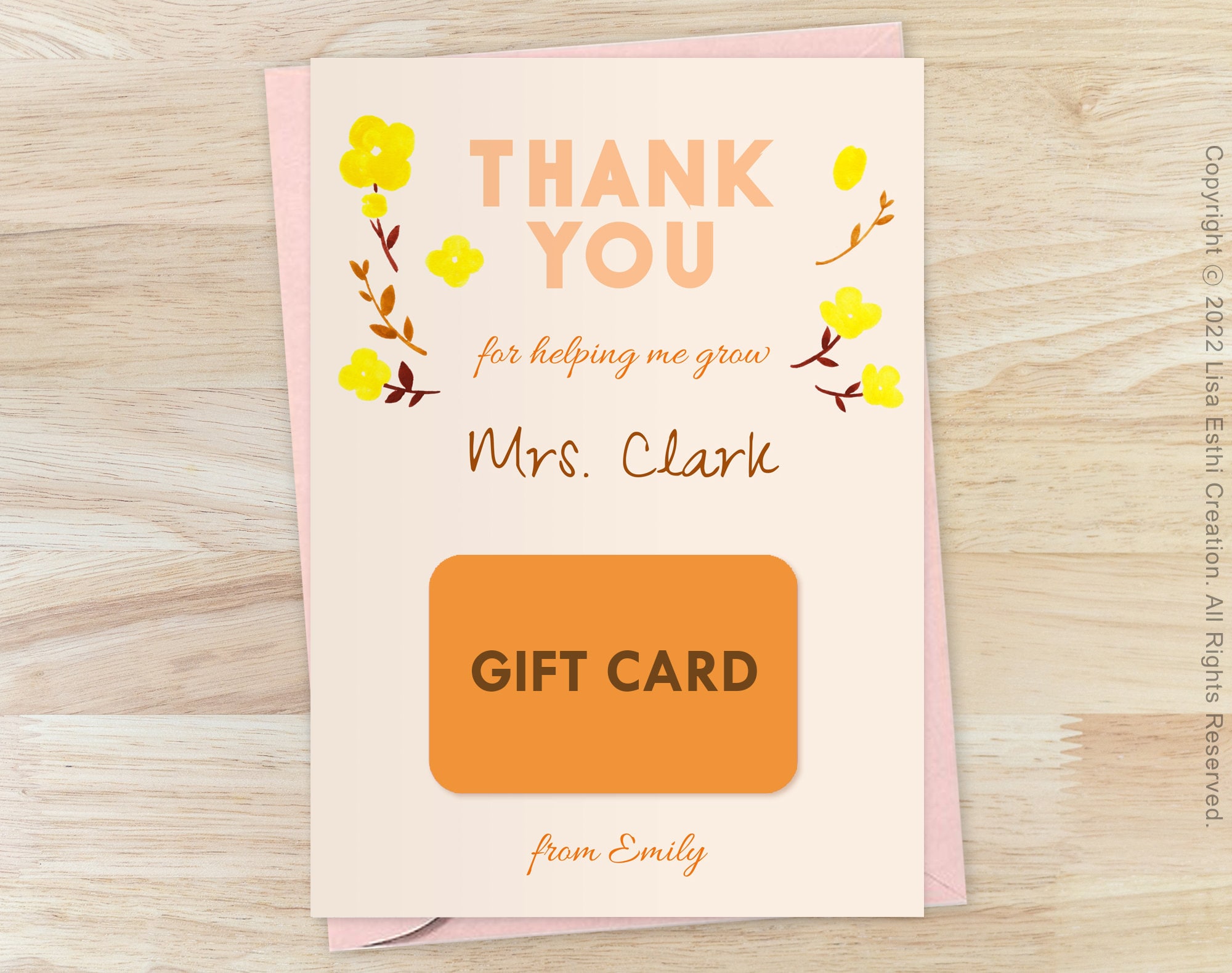 PRINTABLE Editable Teacher Appreciation Card, Teacher Thank You Card ...