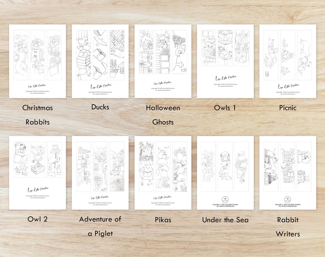 Printable Coloring Bookmark Set 30 Animal Bookmark Bundle - Etsy