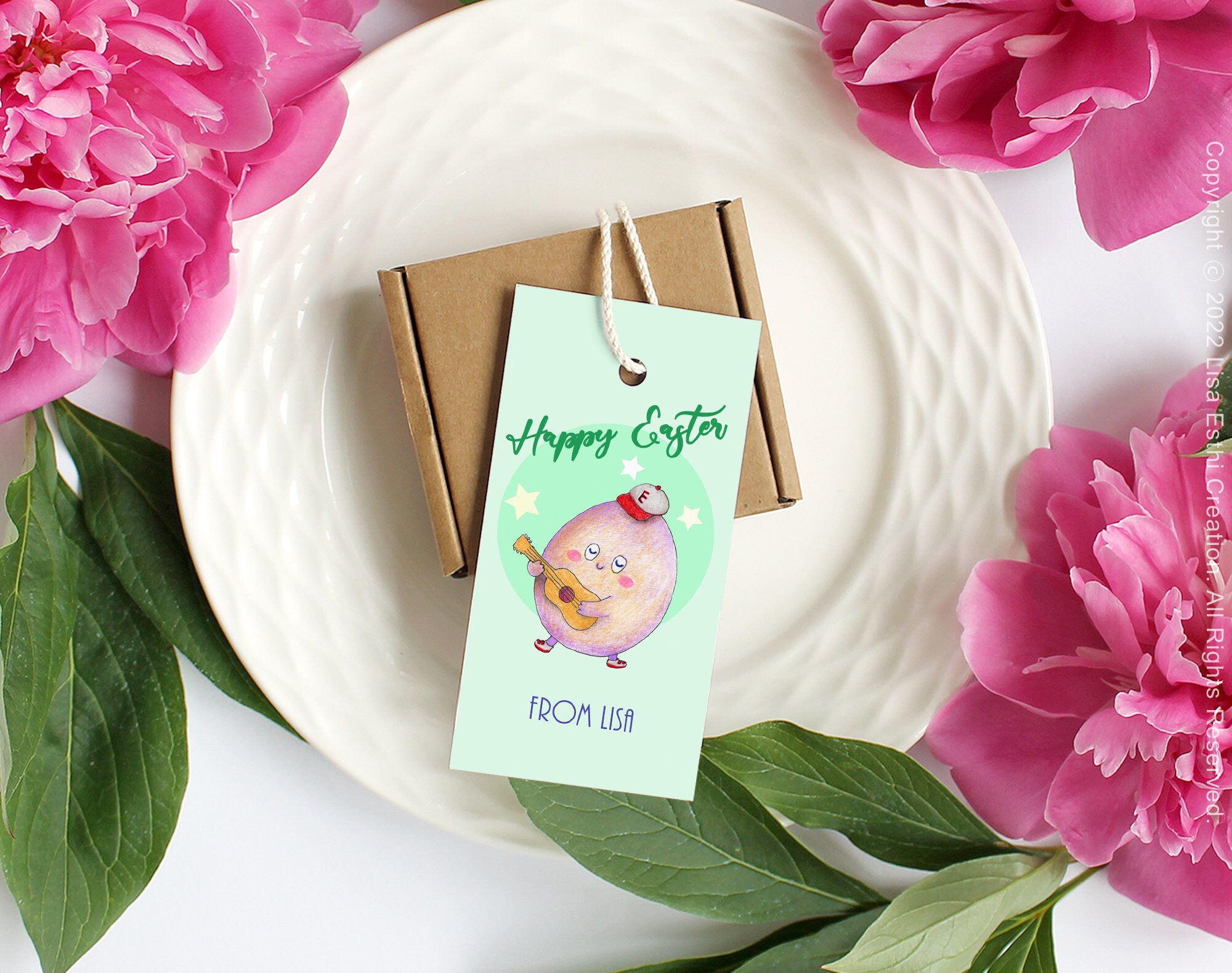 EDITABLE Printable Easter Gift Tag, Happy Easter Tag, Egg Playing ...
