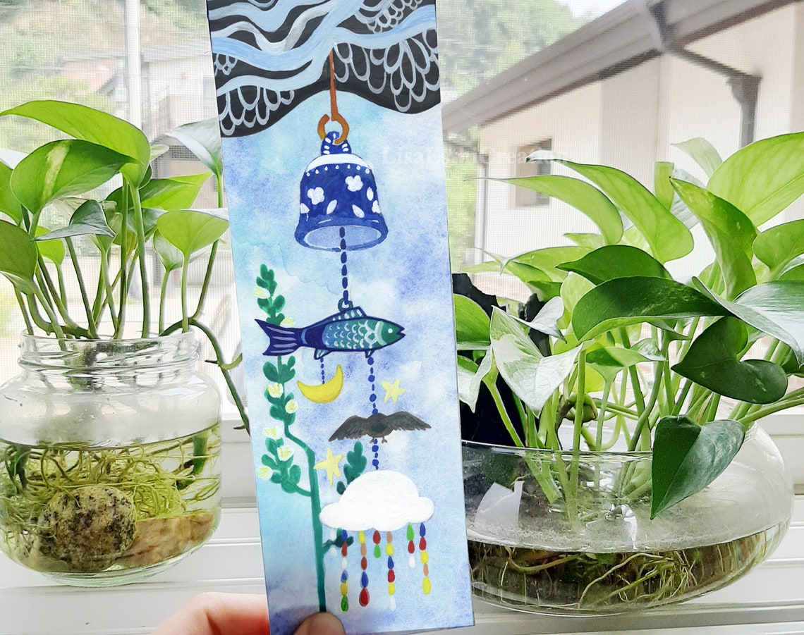 Printable Korean Bookmark, Korean Traditional Wind Chime Illustration ...