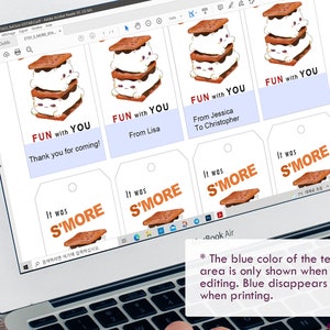EDITABLE Printable Smores Favor Tags, Digital Bonfire Goody Bag Tags ...