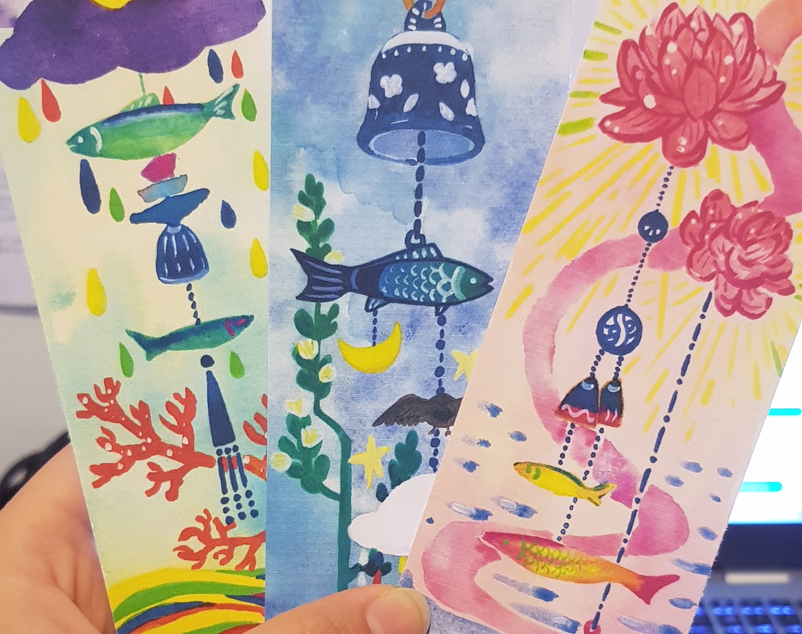 Printable Bookmark Set Korean Traditional Fish Wind Chime - Etsy