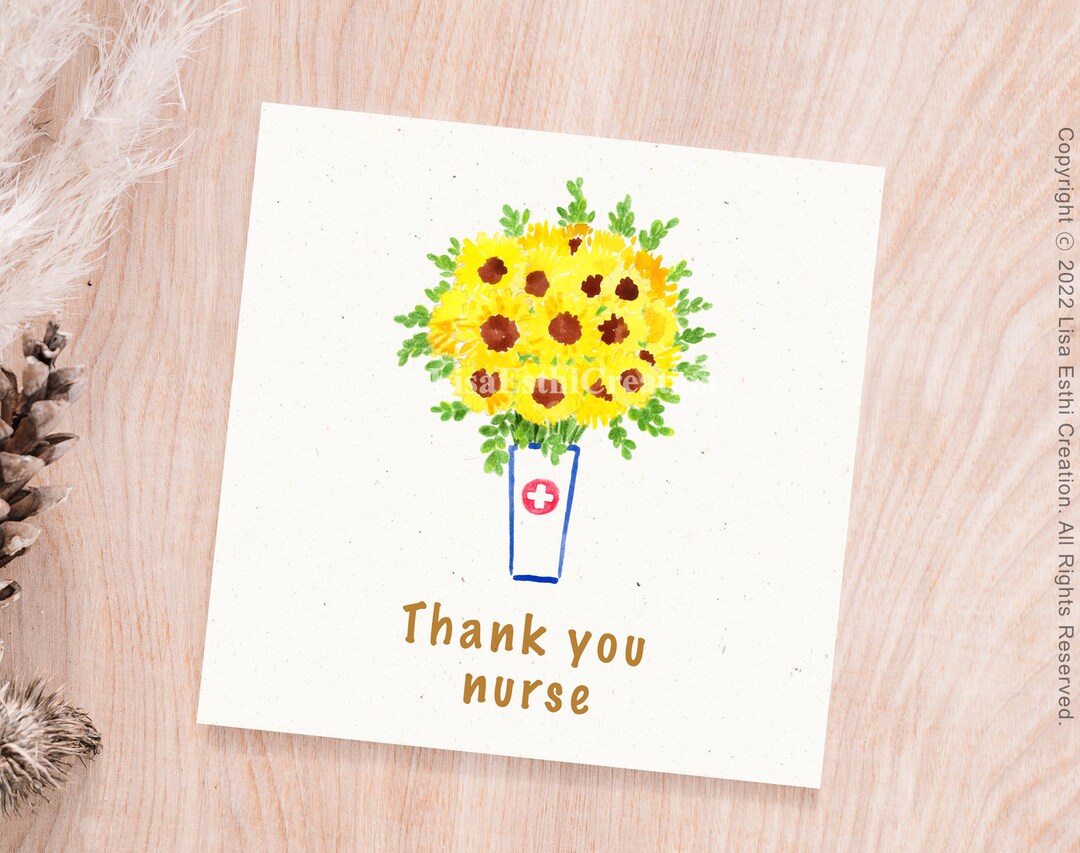 Printable Nurse Card, Nurses Week Card, Thank You Nurse Card, Sunflower ...