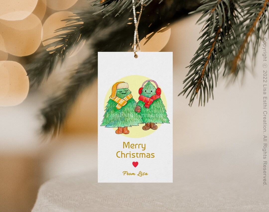 EDITABLE Printable Christmas Gift Tag, Merry Christmas Tree Friends ...