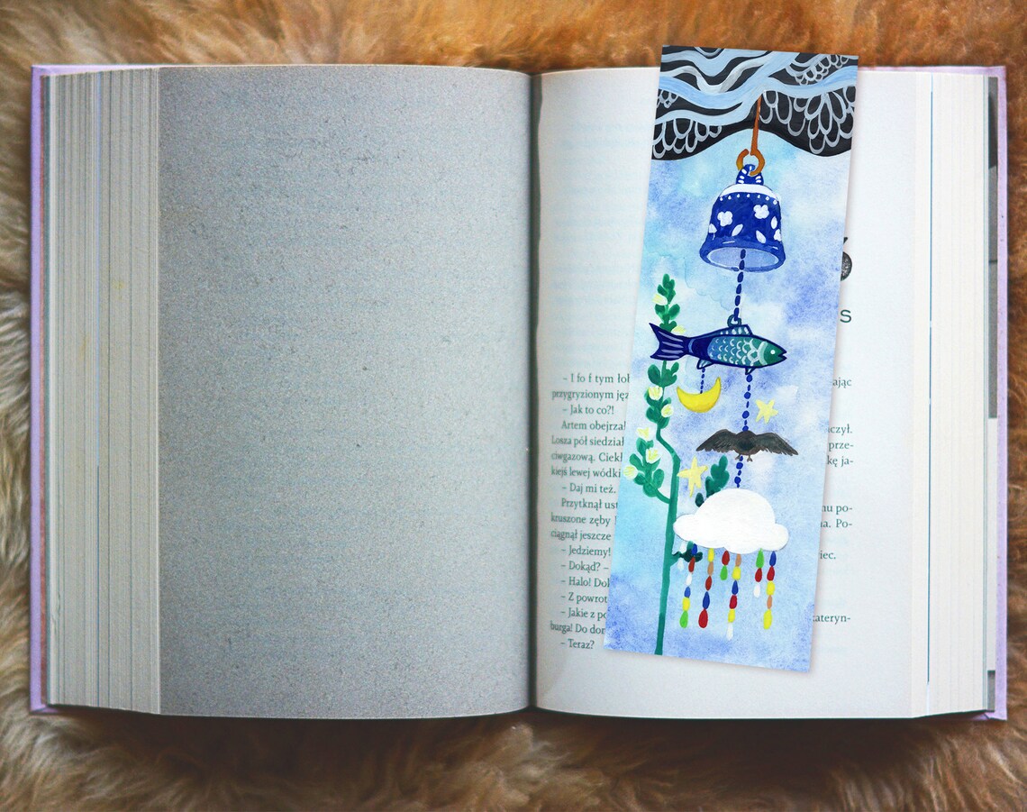 Printable Korean Bookmark, Korean Traditional Wind Chime Illustration ...
