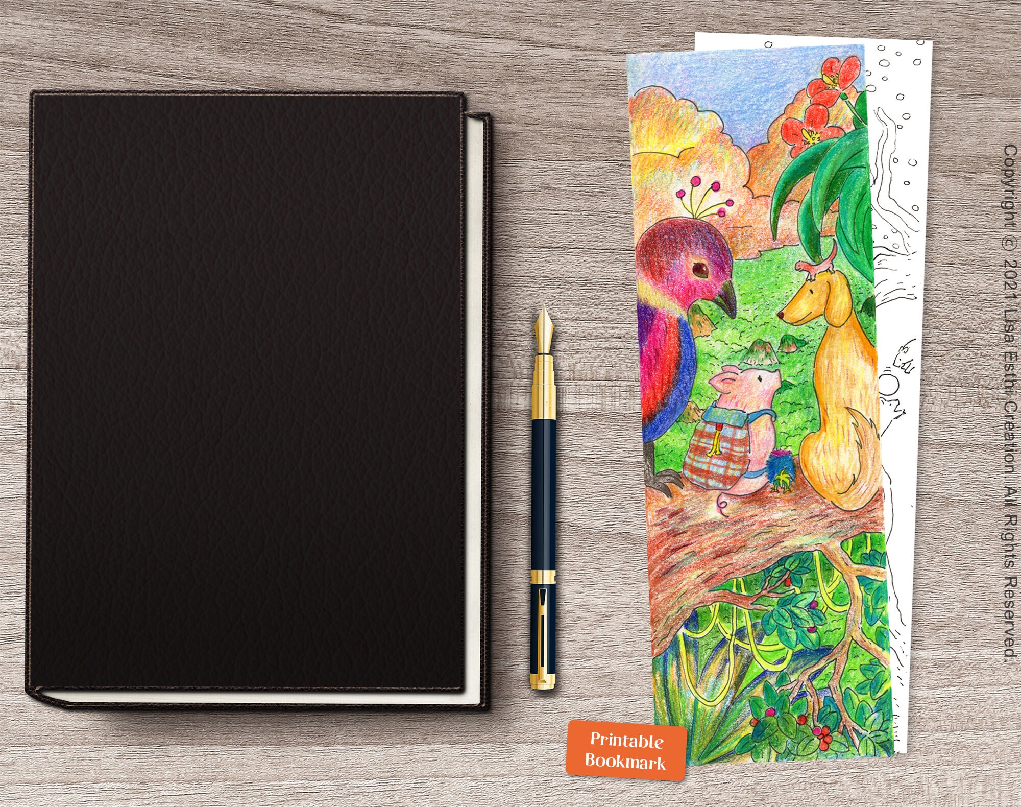 Printable Animal Bookmark, Piglet Bookmark, the Little Pig's Adventure ...