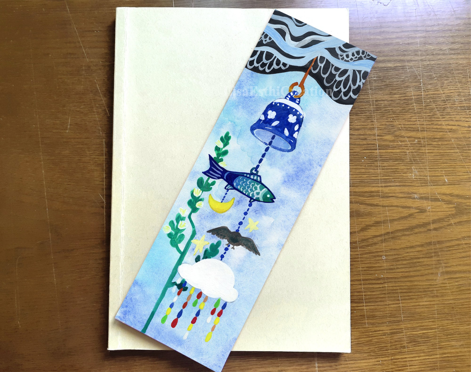 Printable Korean Bookmark, Korean Traditional Wind Chime Illustration ...