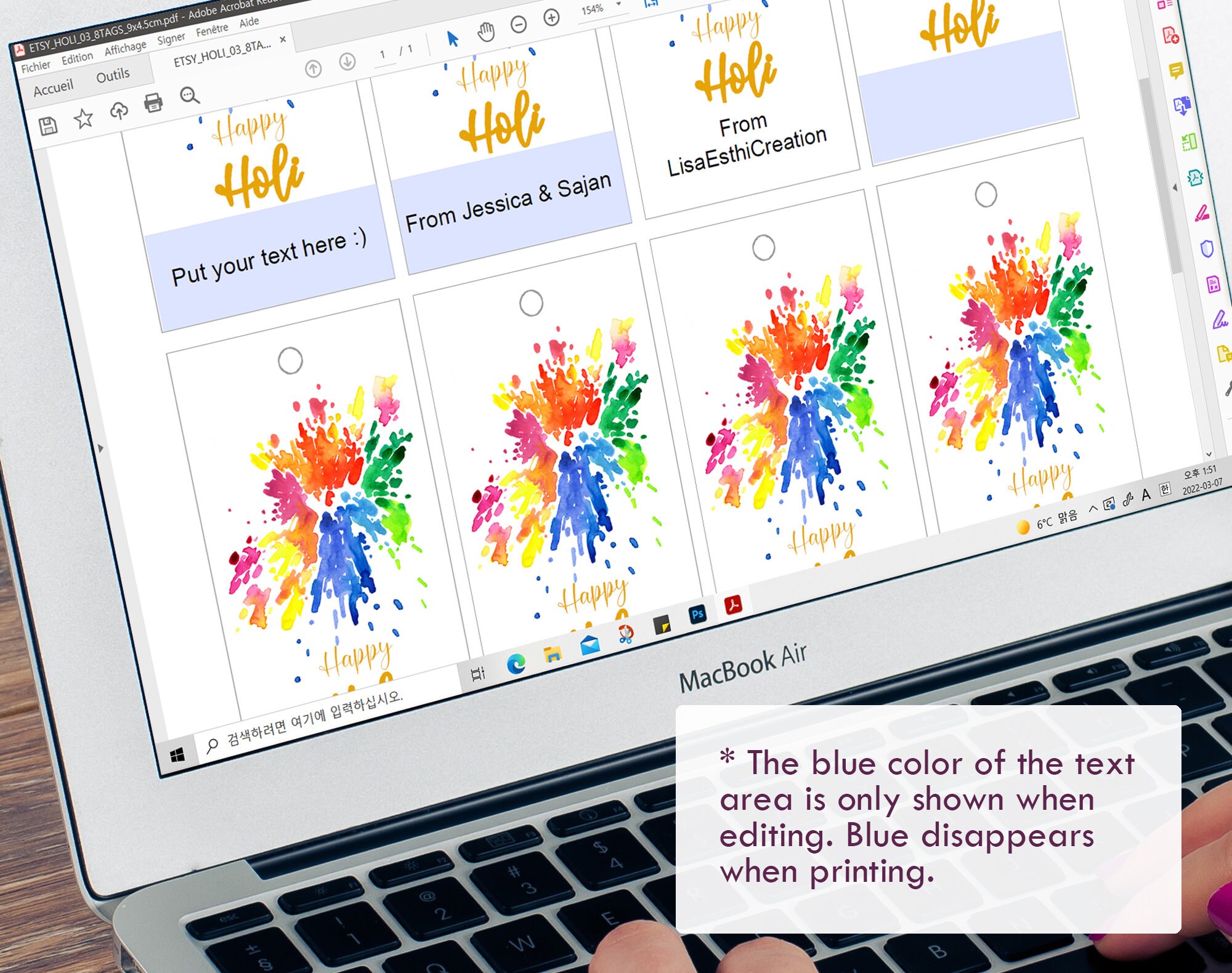 EDITABLE Printable Holi Tags PDF, Indian Celebration, Festival of ...