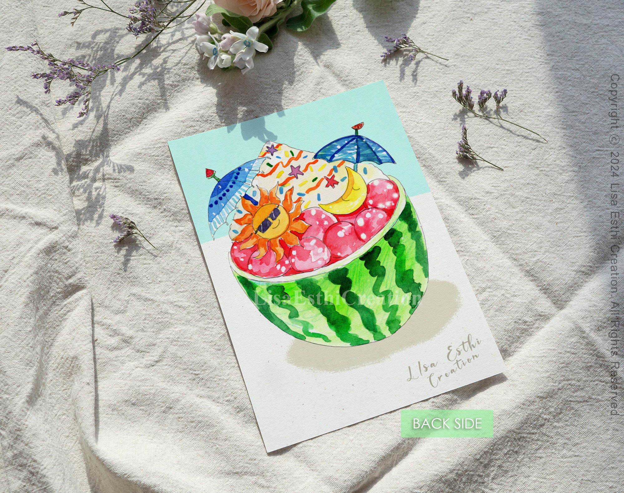 Printable Summer Card Set, 3 Summer Greeting Cards, Watermelon Fruit ...