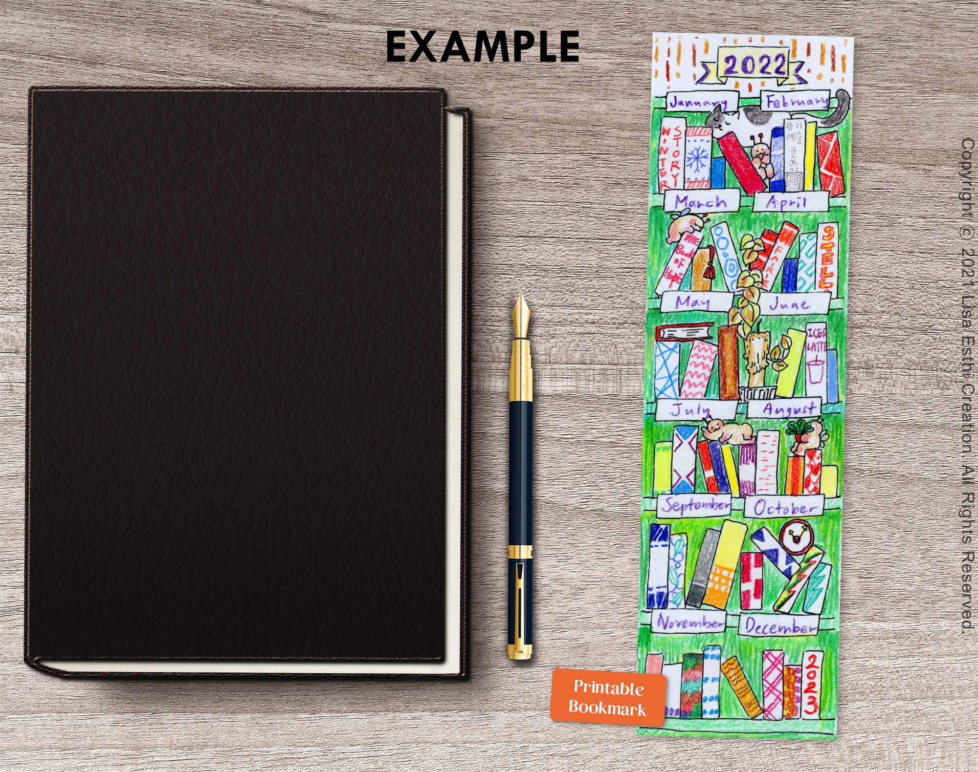 Printable Bookshelf and Summary Coloring Bookmark Set, Reading Log ...