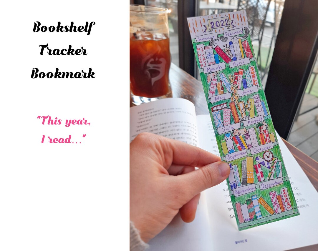 Printable Bookshelf Coloring Bookmark, Reading Log Tracker Bookmark ...