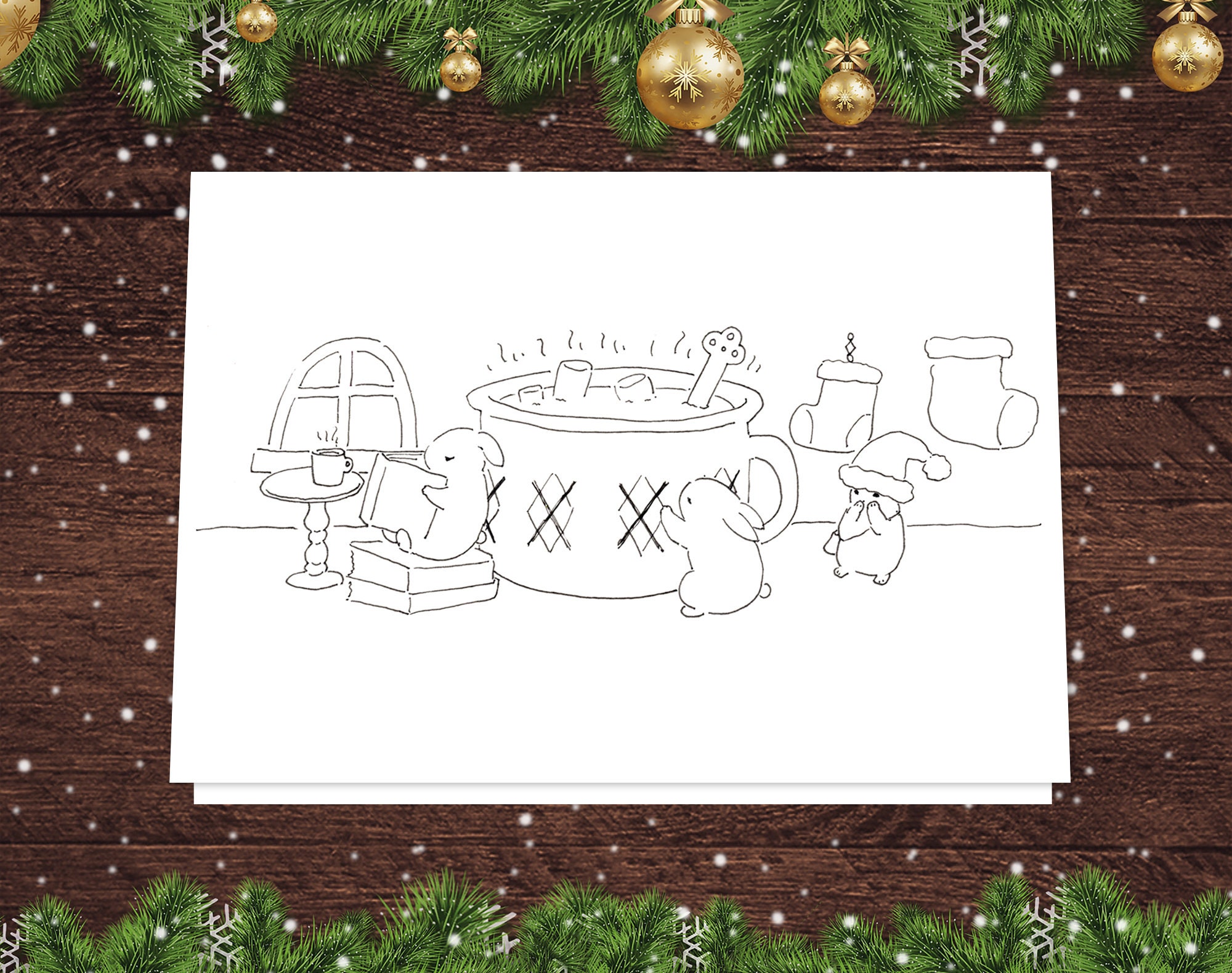PRINTABLE Christmas Animals Coloring Card | Instant Download Holidays ...