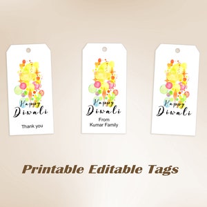 EDITABLE Printable Diwali Gift Tags, Indian Festival of Lights ...