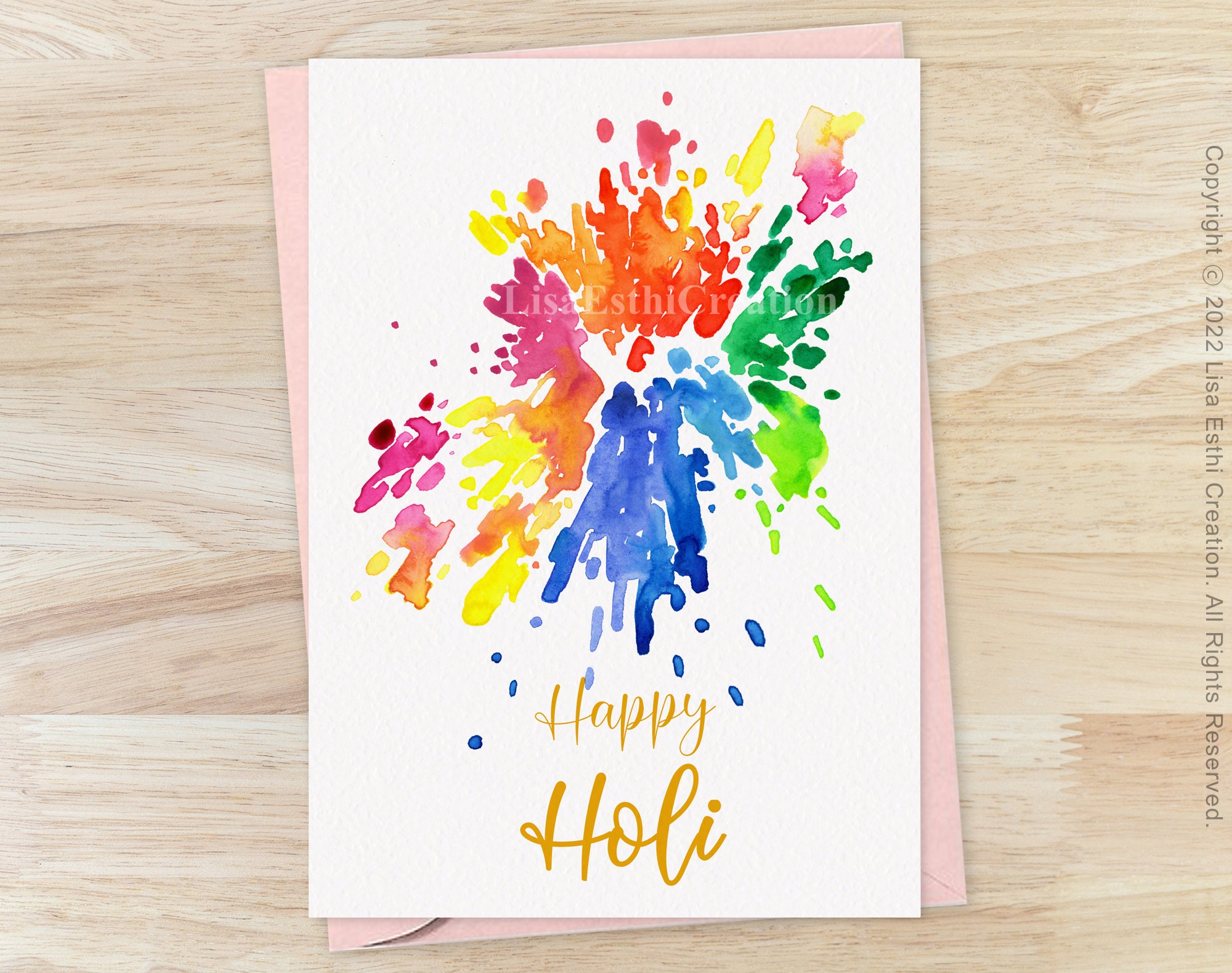 Printable Holi Card, Festival of Colors, Festival of Love, Gulal Splat ...