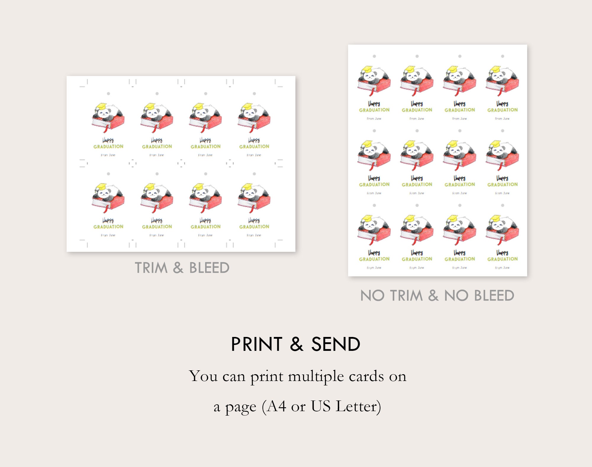 Printable Graduation Gift Tag, Panda Tag, Kindergarten Elementary ...